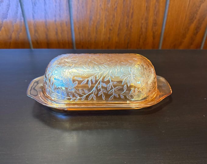Vintage Jeannette Floragold Louisa Glass Butter Dish - Etsy