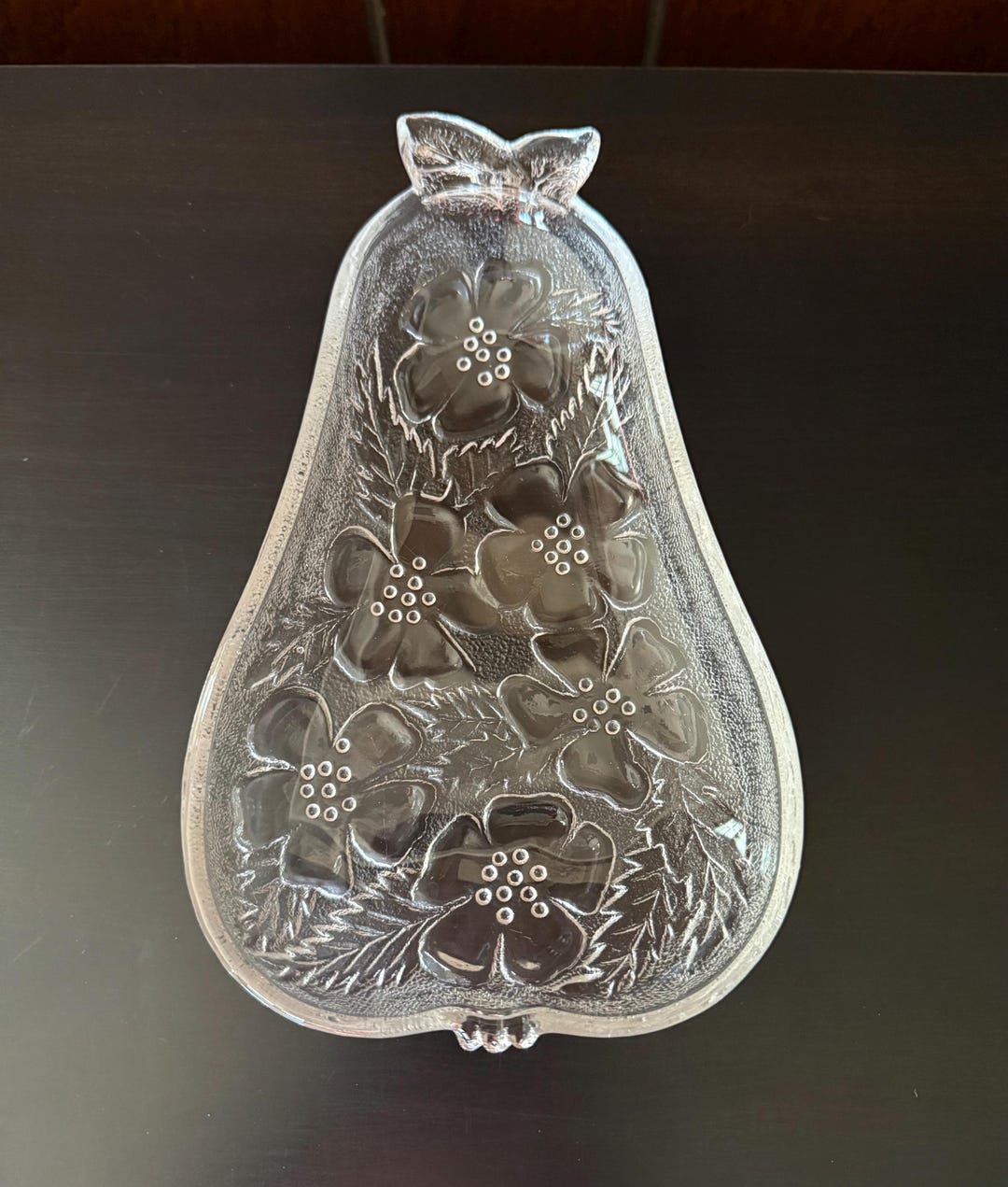 Set of 9 Pear Shaped Glass Dishes With Pear Blossom Floral Design - Etsy