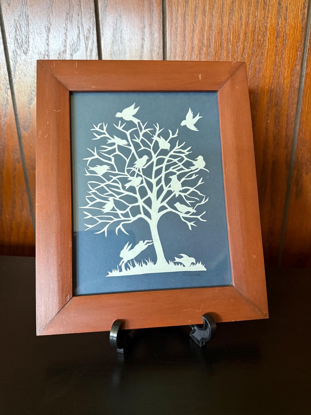 Original Scherenschnitte Tree With Birds and Rabbit Framed Scissor Cut ...