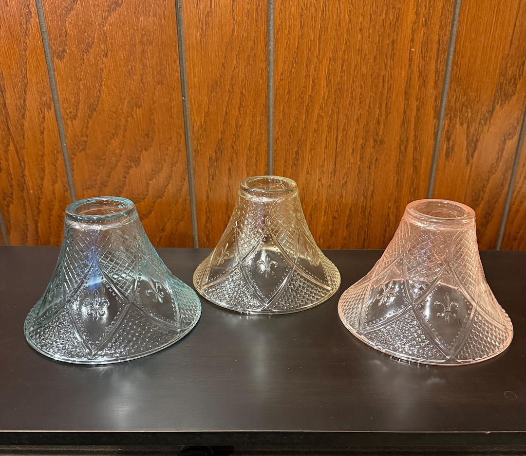 Fleur De Lis Small Glass Lamp Shade - Choice of Color - Light Blue ...
