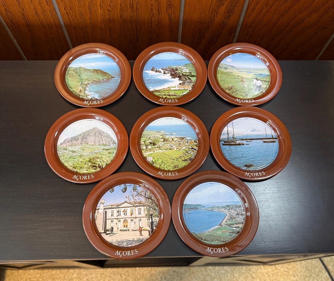 Set of 8 Vintage Azores Islands Metal Coasters - Etsy