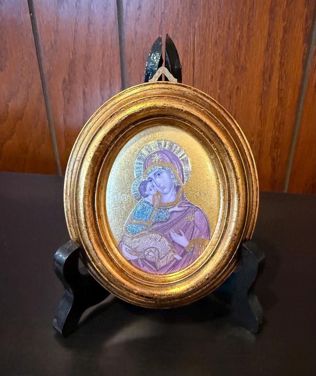 Greek Orthodox Byzantine Mother of God Virgin Mary Gold Oval Frame - 5 ...