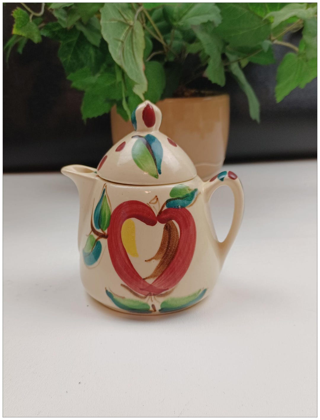 Purinton Pottery Teapot Hand Painted Slip Ware Apple - Etsy