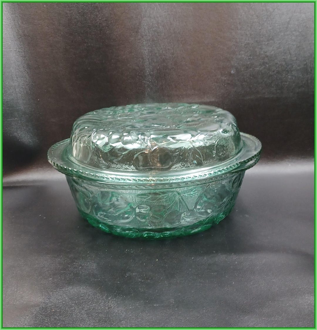 Round Covered 3 Quart Casserole Pie Pan Libbey Orchard Fruit Green - Etsy