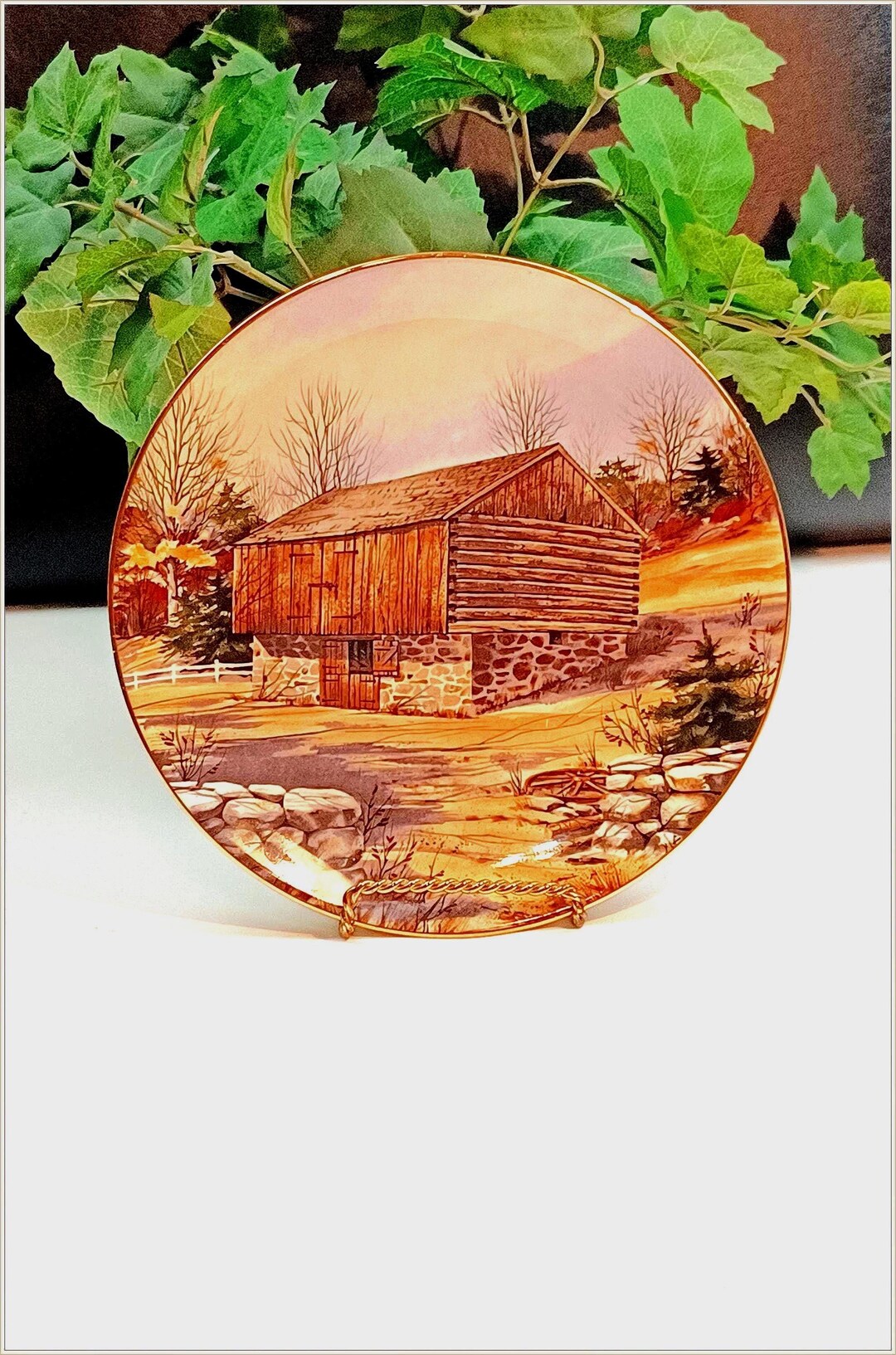 The Vanishing American Barn Porcelain Collector Plate Harris Hien "log ...