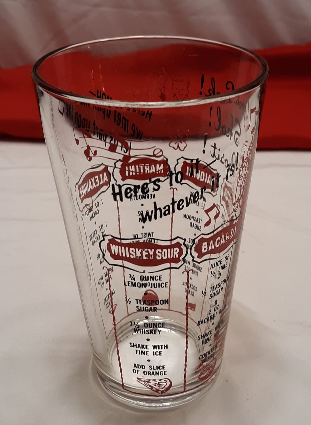 Libbey Mid Century MCM Modern Good Luck Skol Prosit Recipe Cocktail ...