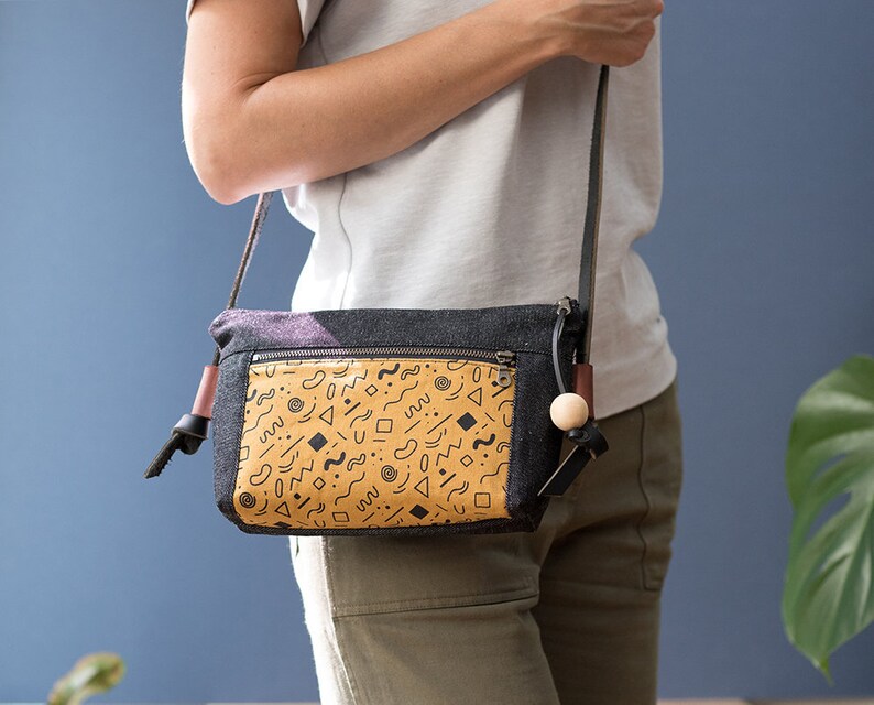 Screenprinted Purse, Small Shoulder Bag, Crossbody Bag With Leather ...