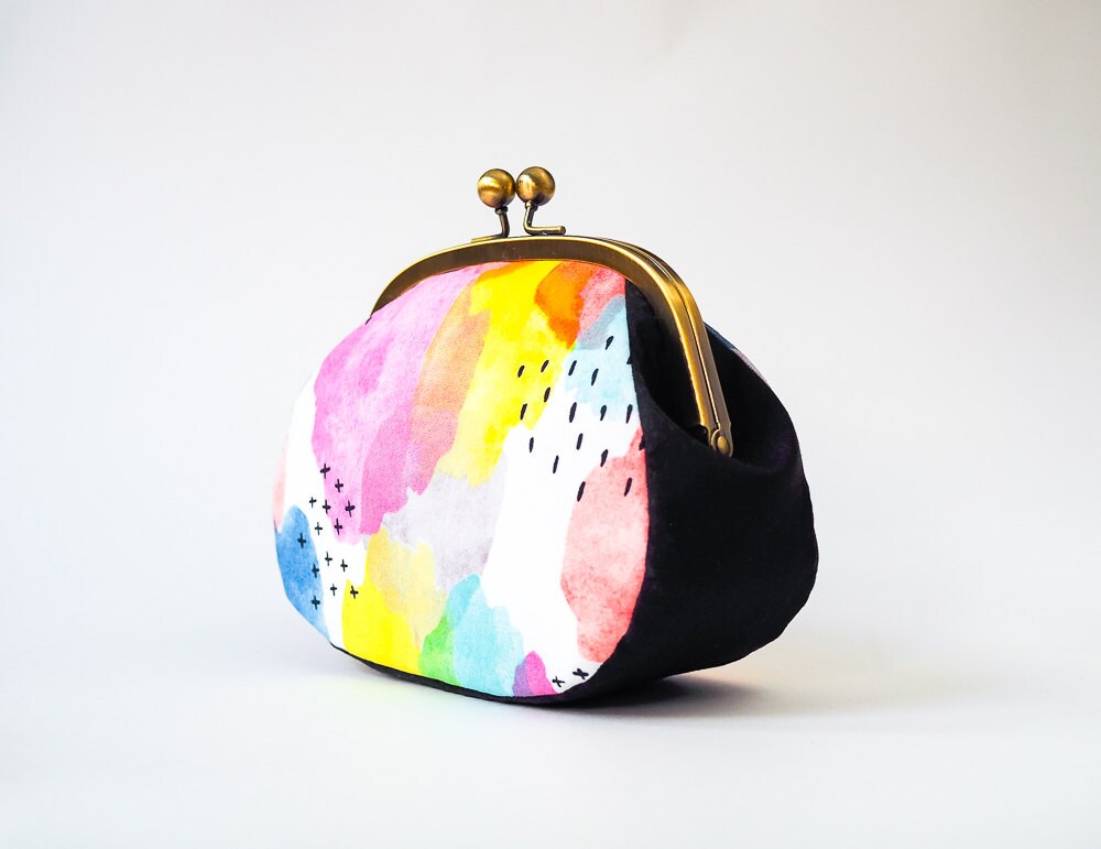 Colorful Minimalistic Large Coin Purse Kiss Lock Clutch - Etsy