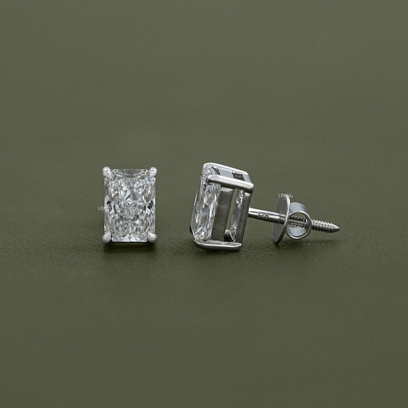 0.50 - 5.00 TCW Radiant Cut Lab Grown Diamond Earrings / 14K White Gold ...