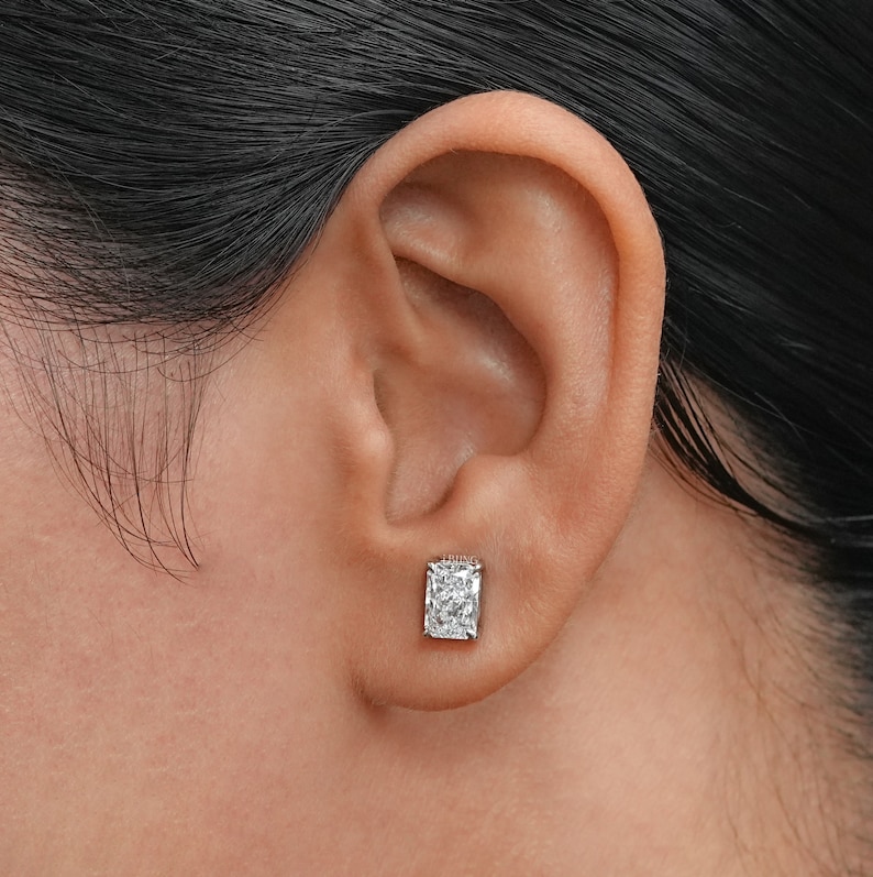 0.50 - 5.00 TCW Radiant Cut Lab Grown Diamond Earrings / 14K White Gold ...