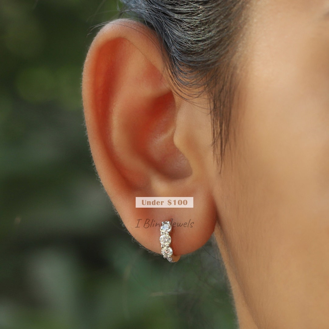 Diamond Hoop Earrings Small Tiny Hoop Earrings Diamond Huggies Earrings 14K Solid White Gold Huggie Earrings Baby Hoop Earrings Etsy Canada