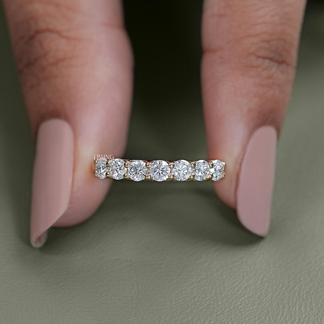 Round Lab Diamond Stacking Ring / Conflict Free Diamond Anniversary ...