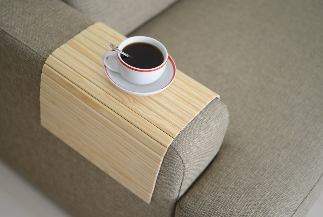 Handmade Wood Sofa Arm Tray Table: Oak Finish - Etsy