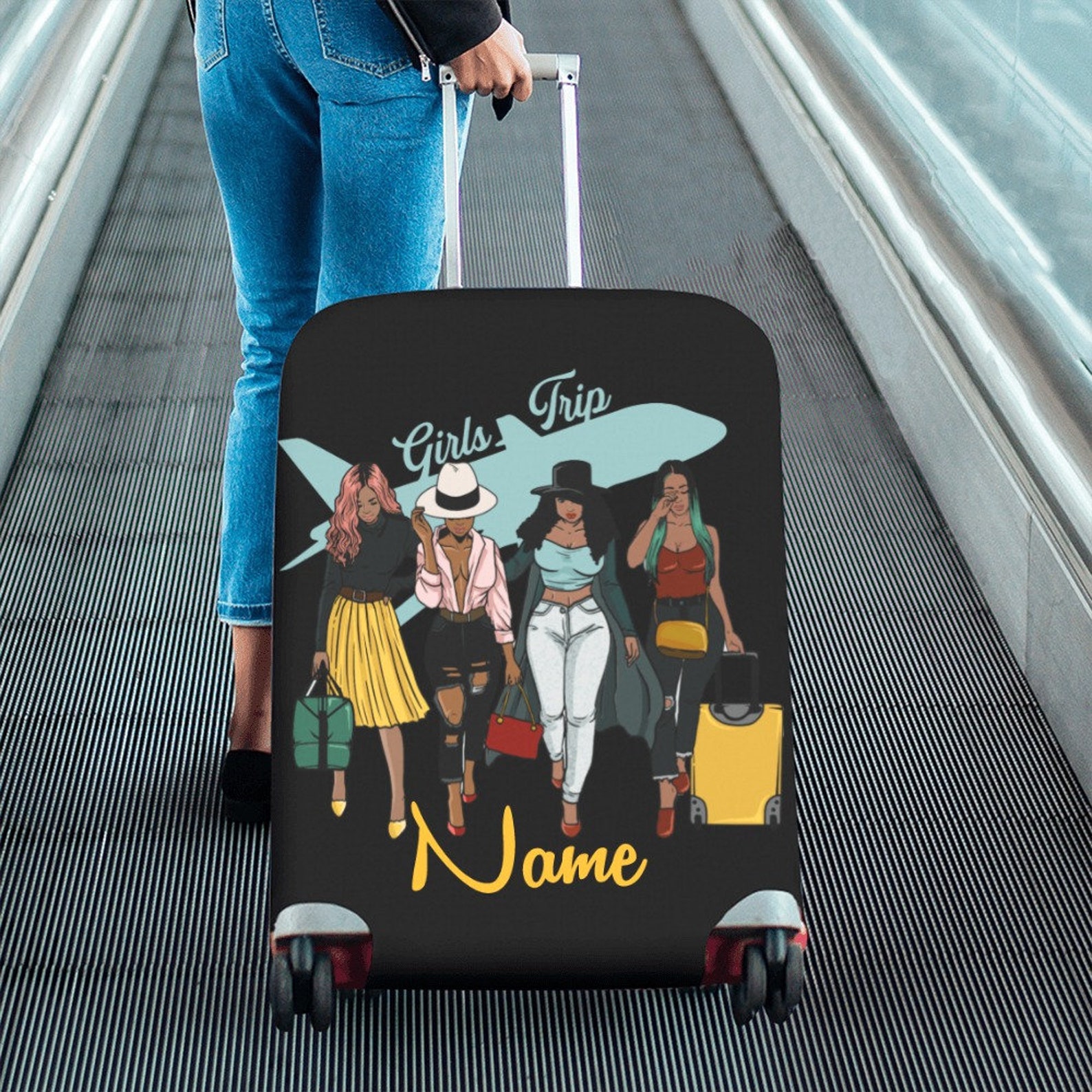 Personalized Girls Trip Luggage Cover-black - Etsy UK