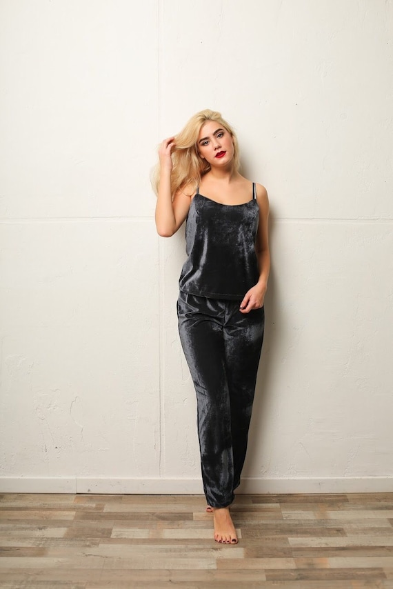 Women's velvet pajama set Velour pajamas Velvet pajama | Etsy
