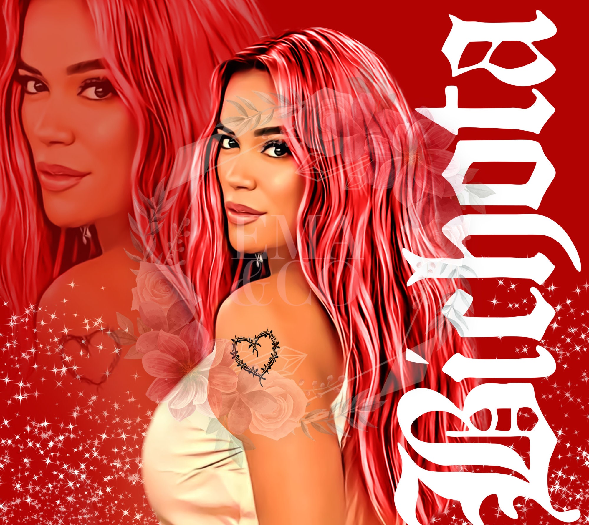 Karol G Tumbler Wrap, Red Hair, Bichota, 20 Oz Sublimation Tumbler Wrap ...