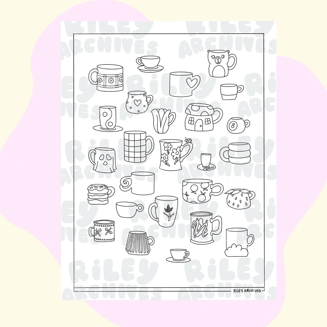 Mug Collection | Coloring Page Download - Etsy