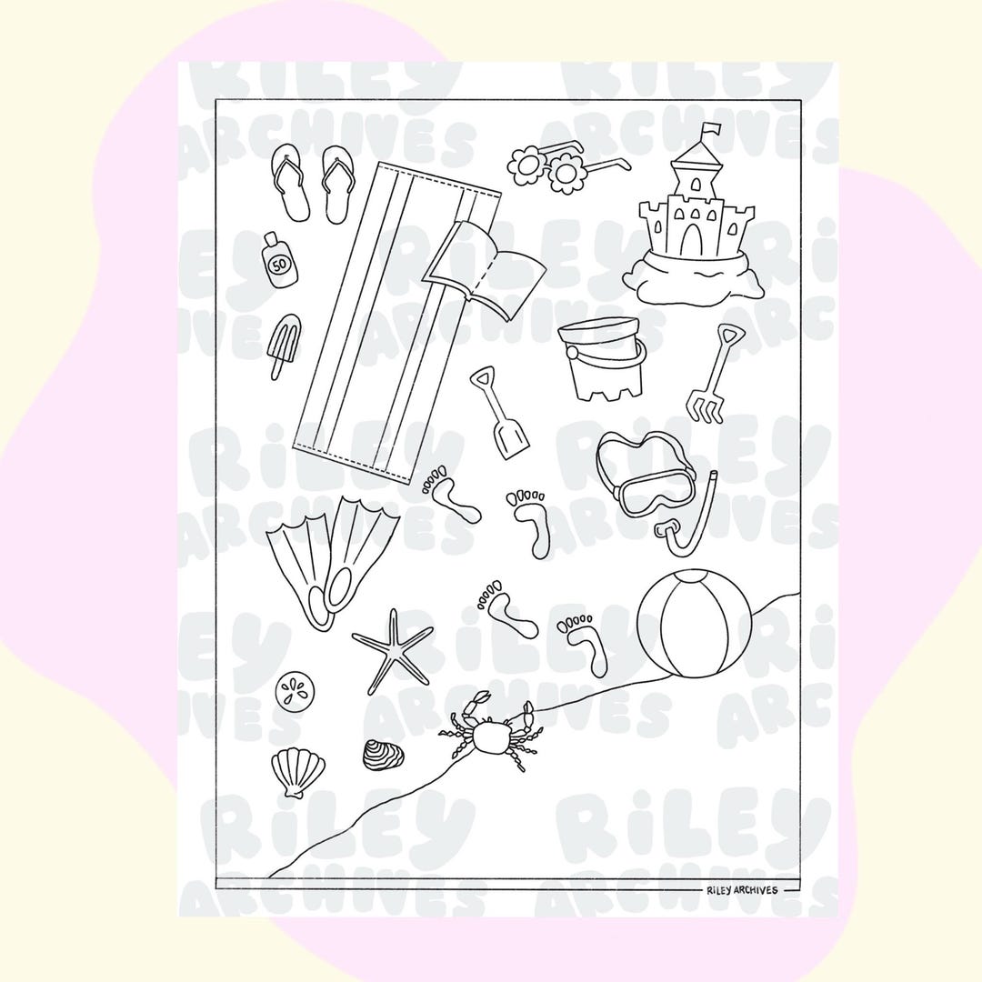 Beach Day | Coloring Page Download - Etsy