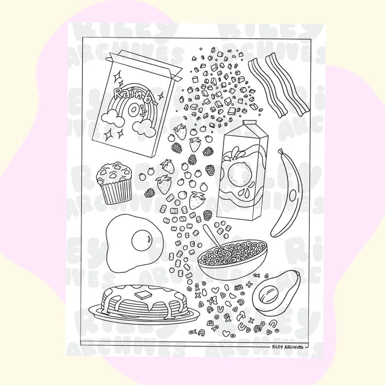 Breakfast | Coloring Page Download - Etsy