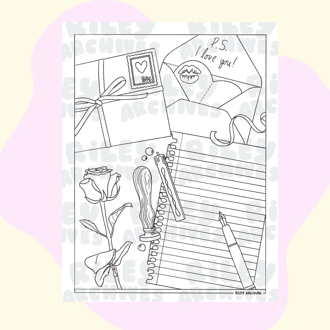 Love Letters | Coloring Page Download - Etsy