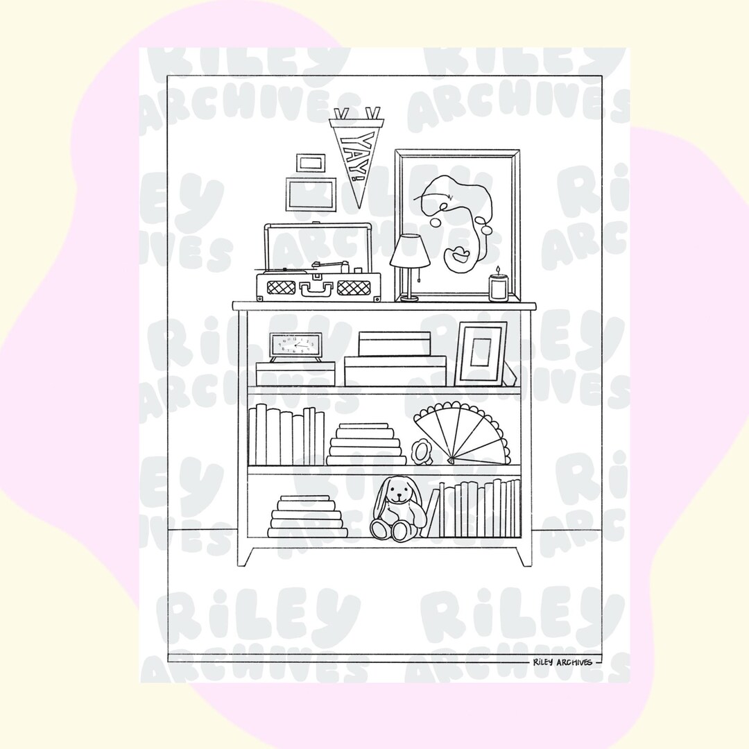 Styled Shelf | Coloring Page Download - Etsy