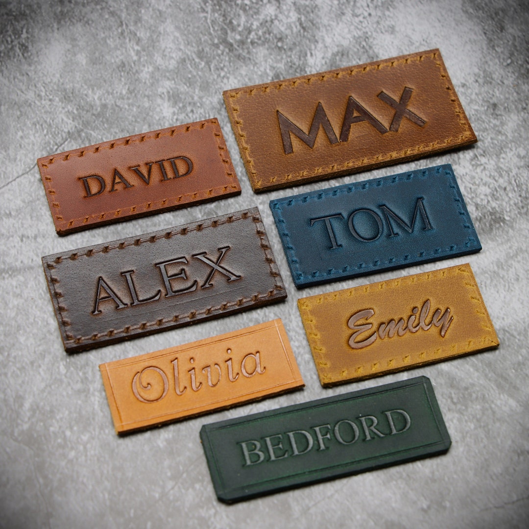 Personalized Leather Patch Leather Name Stitch on Patch Leather Name ...