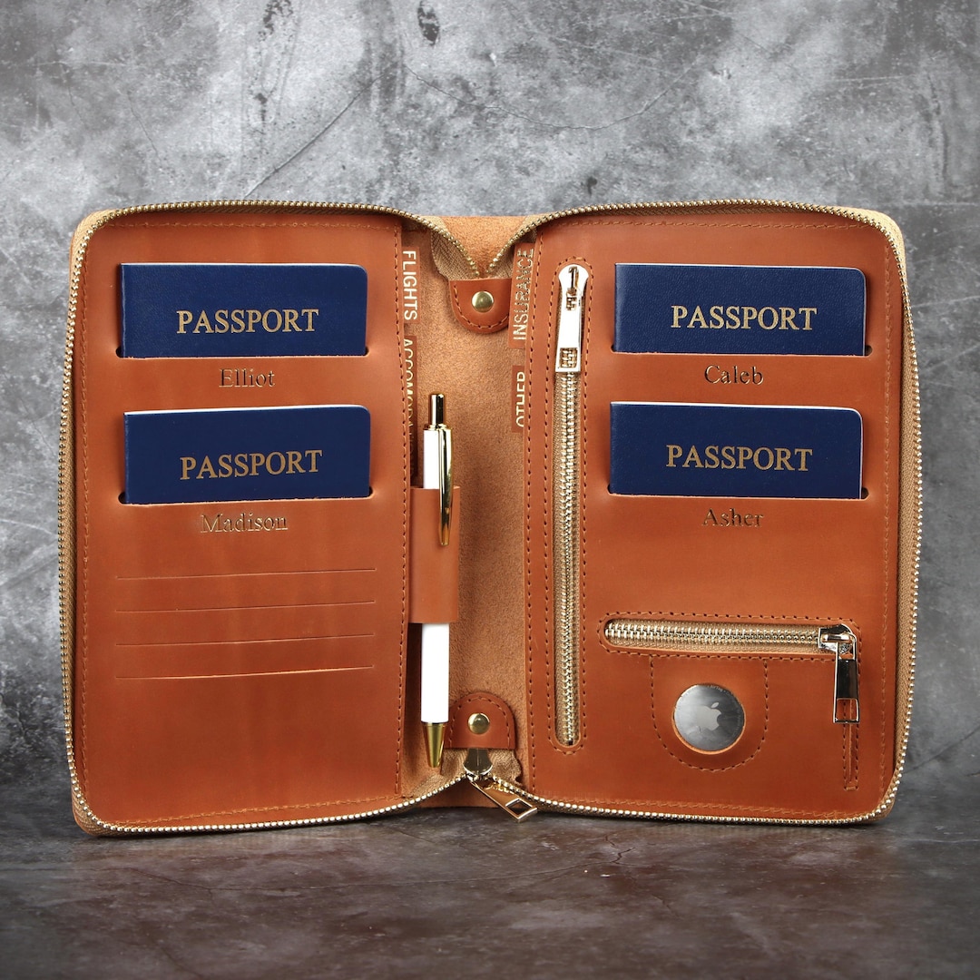 Travel Wallet Zipper Family Passport Holder Zipper AirTag Family 6 ...