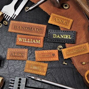 Personalised Leather Patch Handmade Tags Custom Sewing Labels Leather ...