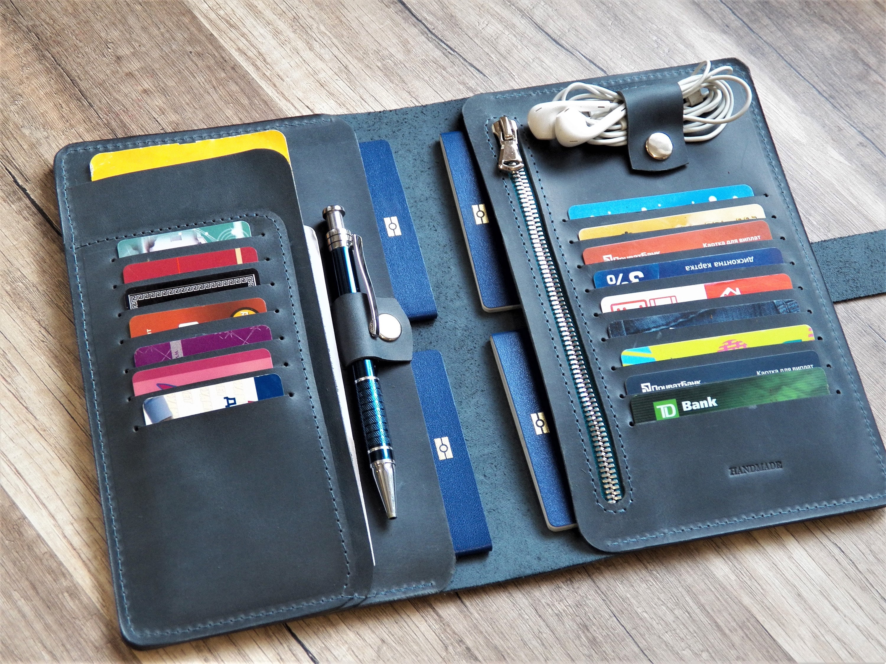 Monogramed Leather Travel Wallet Family Travel Document - Etsy