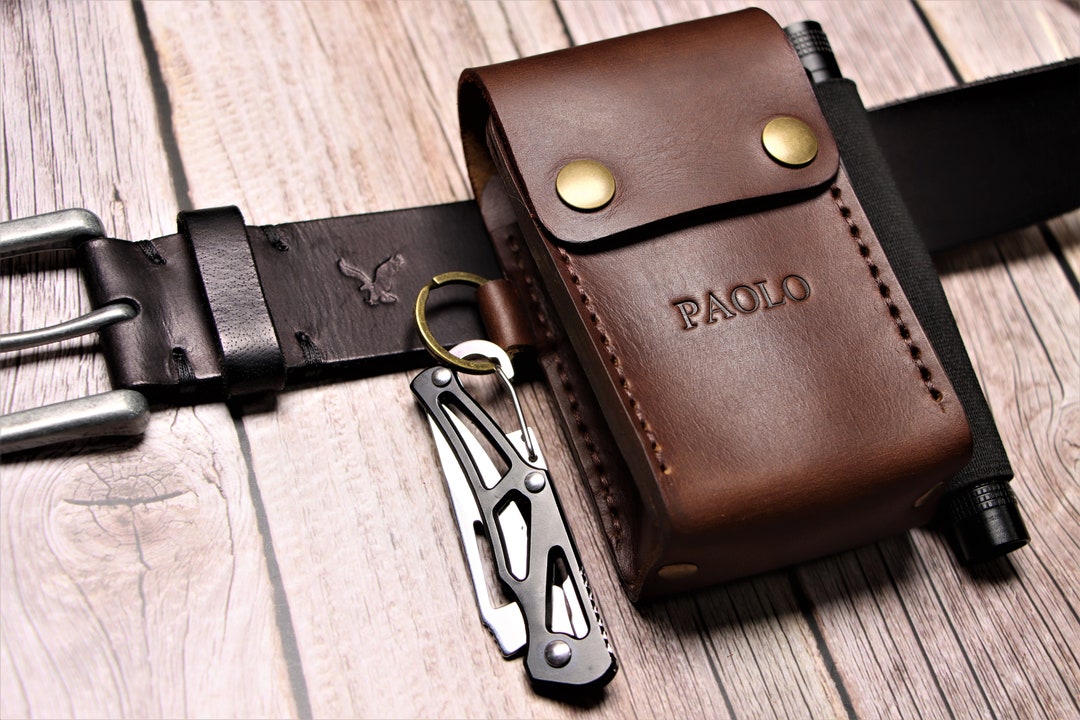 EDC Leather Belt Pouch EDC Pocket Organizer Pouch for Leatherman ...
