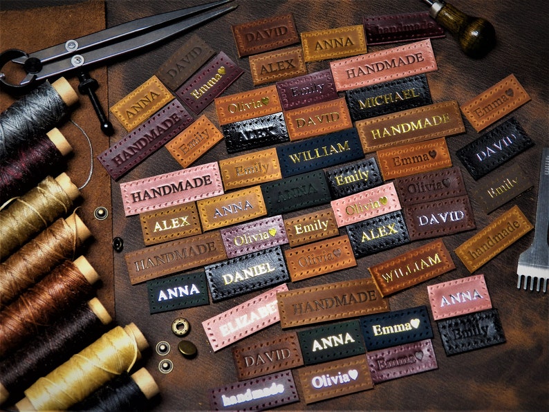 Personalised Leather Patch Leather Name Tag Custom Leather - Etsy