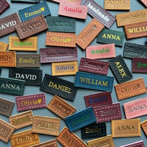 Personalised Leather Patch Handmade Tags Custom Sewing Labels Leather ...