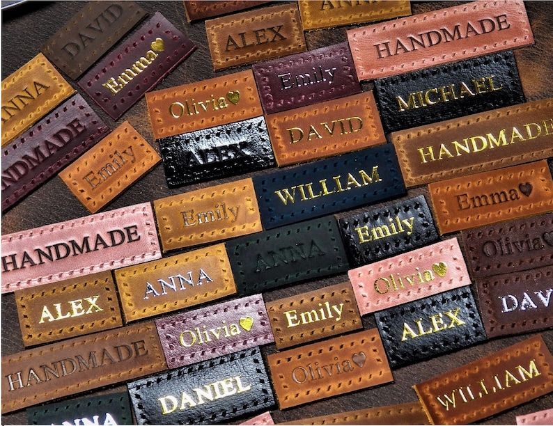 Personalised Leather Patch Leather Name Tag Custom Leather - Etsy