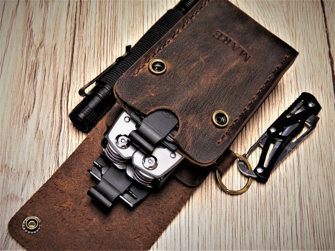 EDC Pouch Leatherman EDC Organizer Leather Pocket Organizer Multitool ...