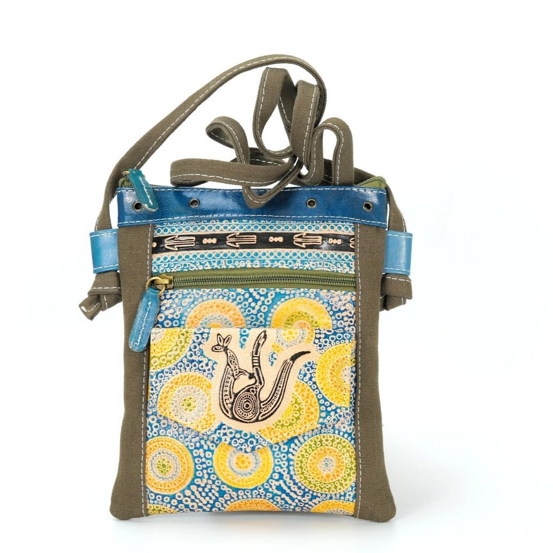 Aboriginal Handbag Indigenous Art Kangaroo Hand Painted Leather Canvas ...