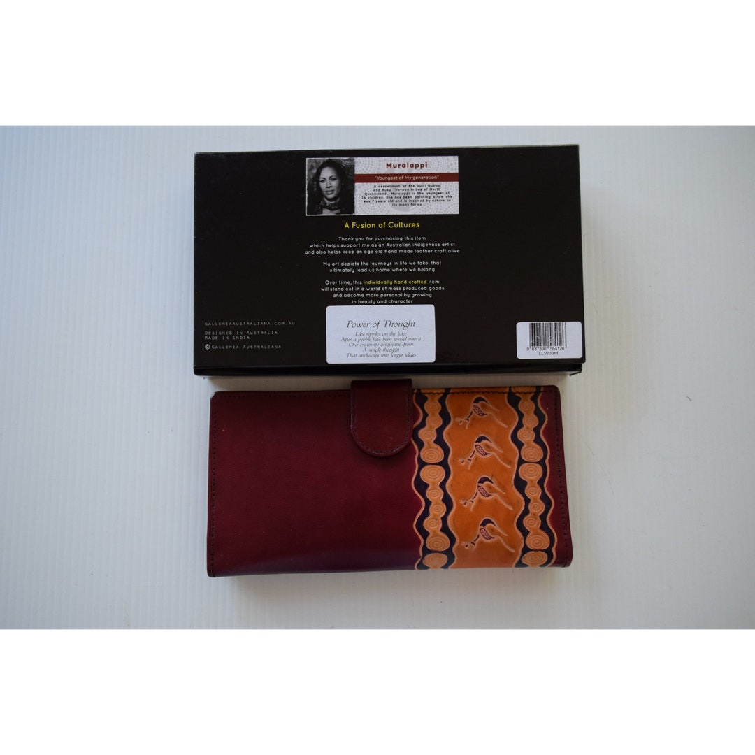 Australian Indigenous Artist Leather Wallet Ladies Purse Travel 22cm X ...