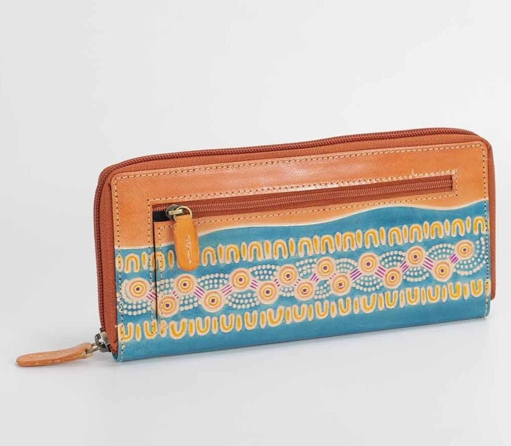 Australian Indigenous Artist Leather Travel Wallet Purse by Muralappi ...