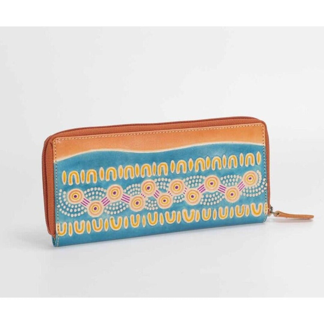 Australian Indigenous Artist Leather Travel Wallet Purse by Muralappi ...