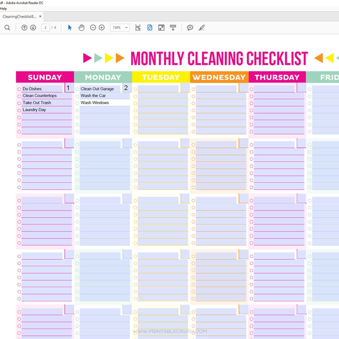 Editable Cleaning Checklist and Schedule - Etsy