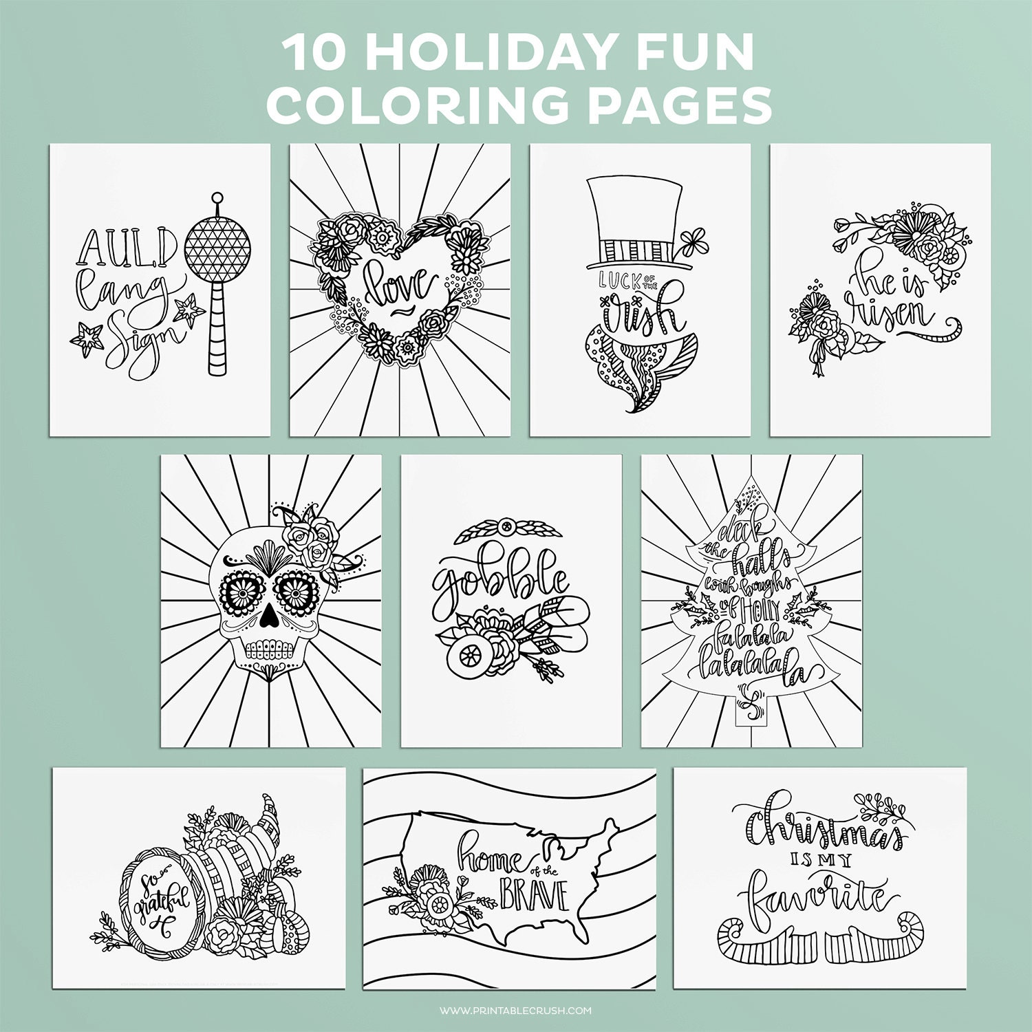 Holiday Fun Coloring Pages - Etsy