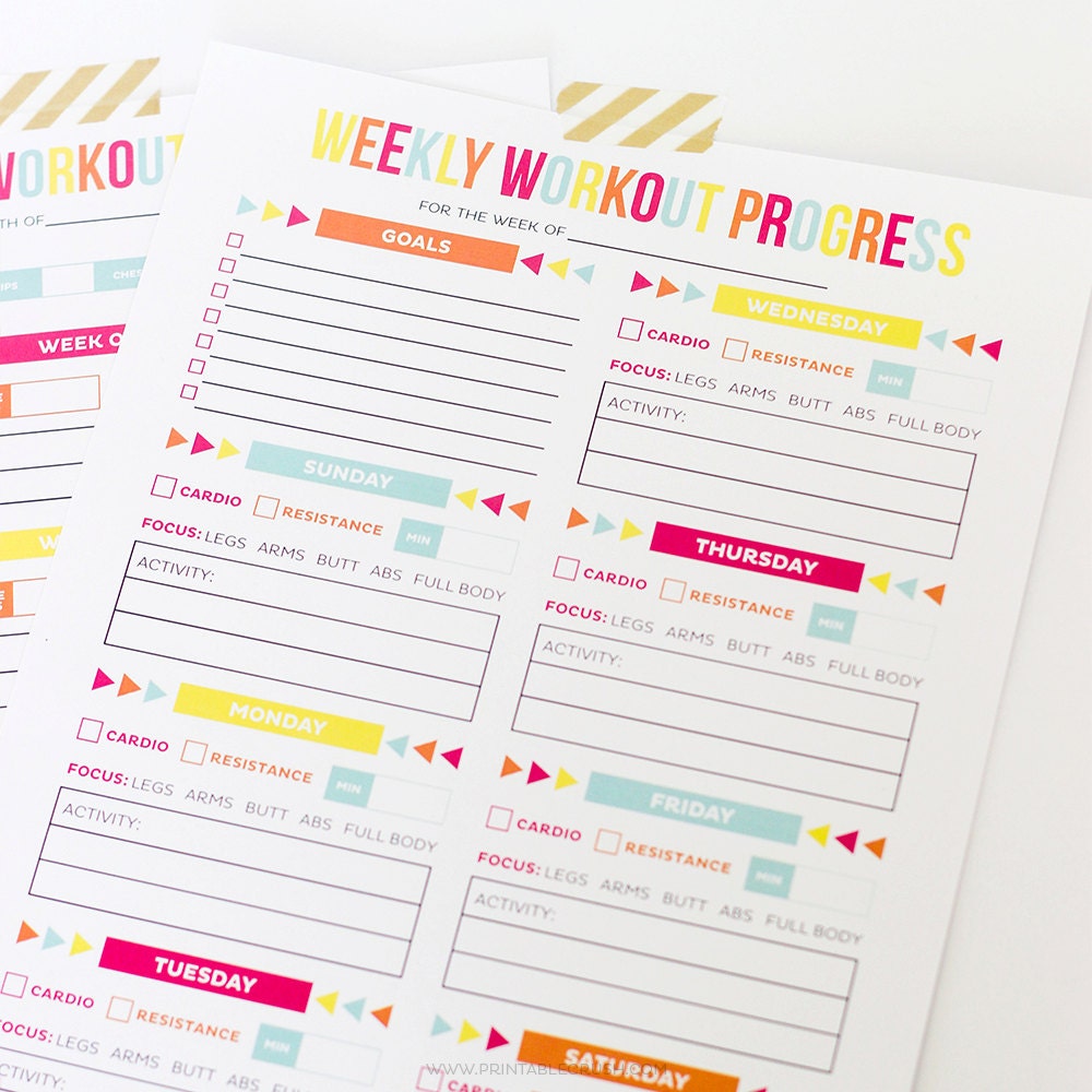 Editable Workout Schedule and Progress Chart - Etsy