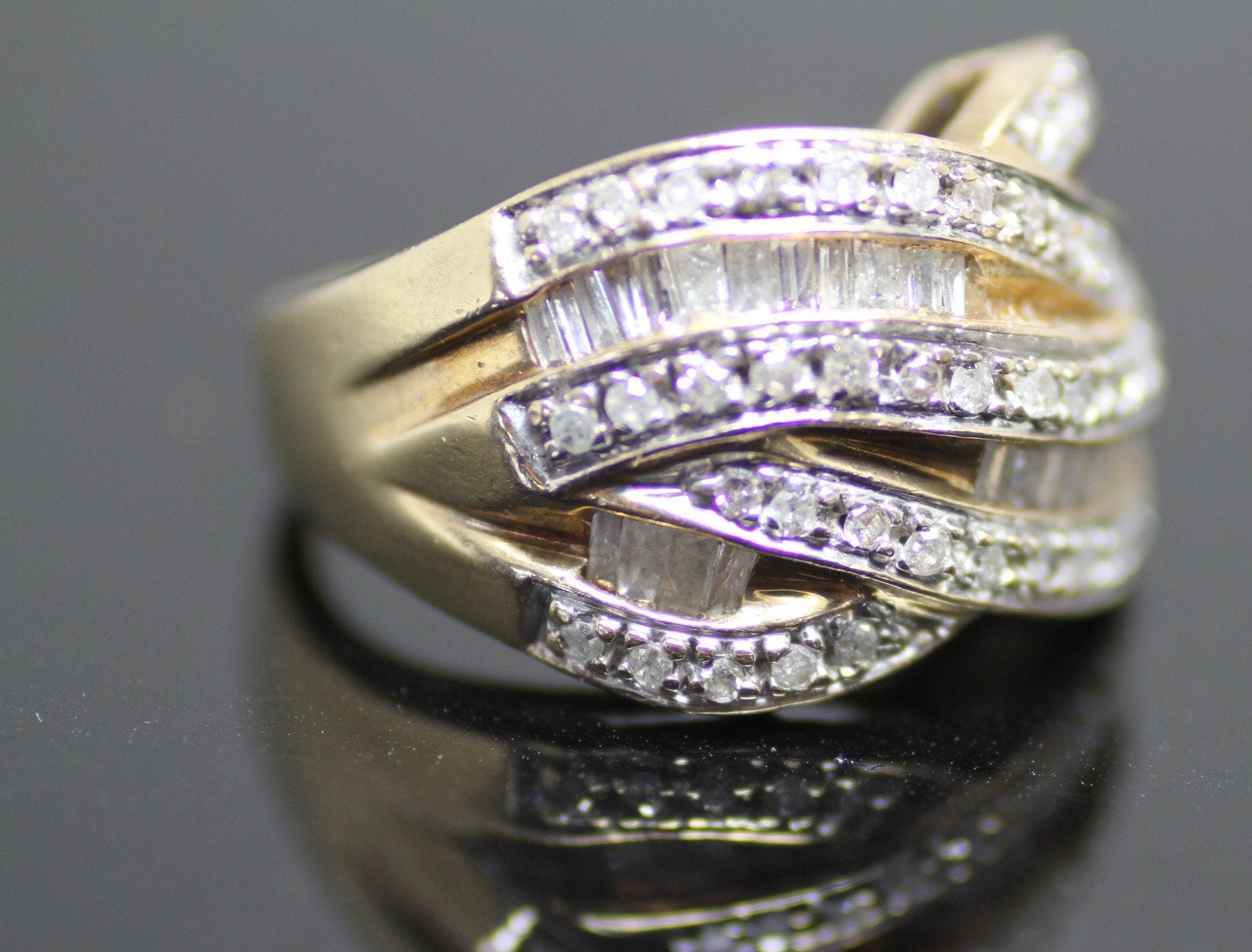 10k Gold Cocktail Ring - Etsy