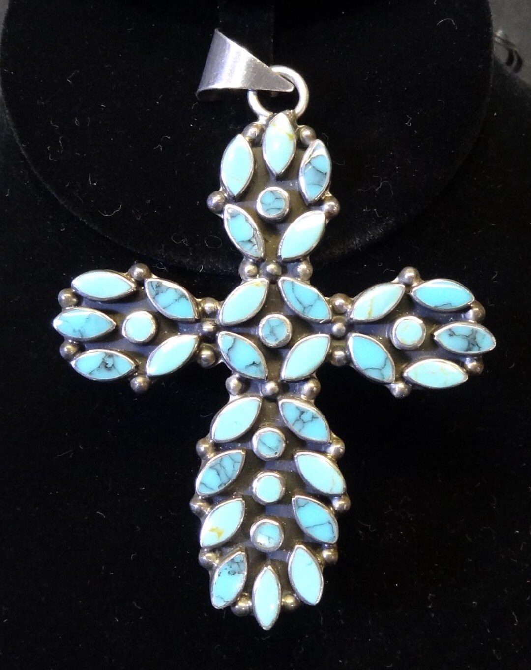 Turquoise Cross Pendant Hallmark JRI Mexico .925 - Etsy