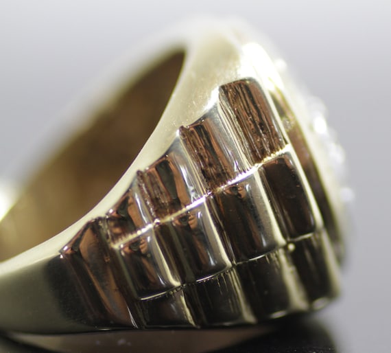 14k Diamond & Garnet Rolex Style Ring - Gem