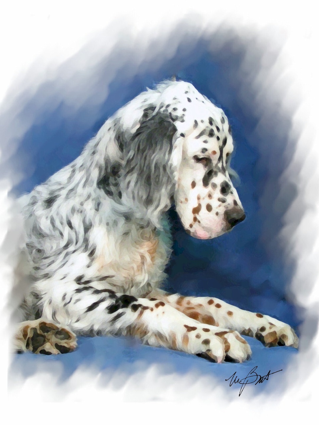 English Setter Profile With Artist Touch - Etsy