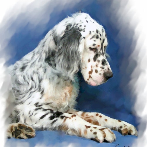 English Setter Art Print Abstract Watercolor Painting Dog | Etsy