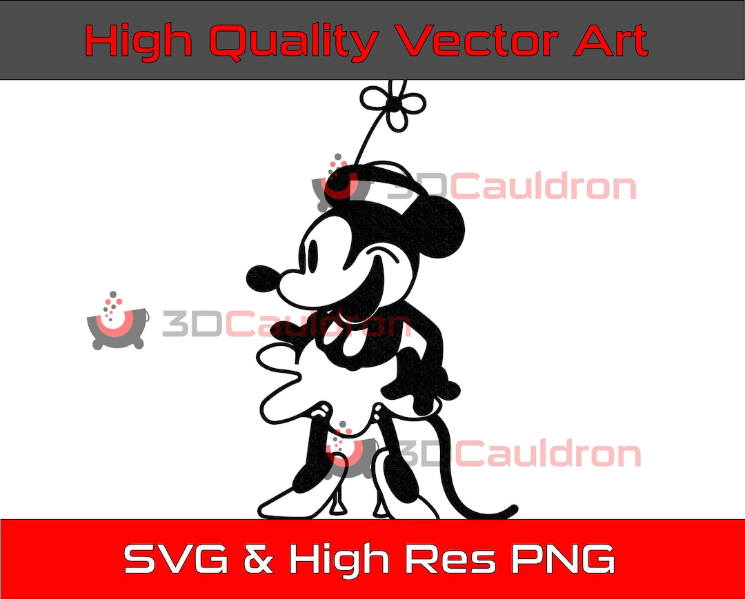 Steamboat Willie Minnie Silhouette SVG PNG Mickey Public Domain Mouse ...