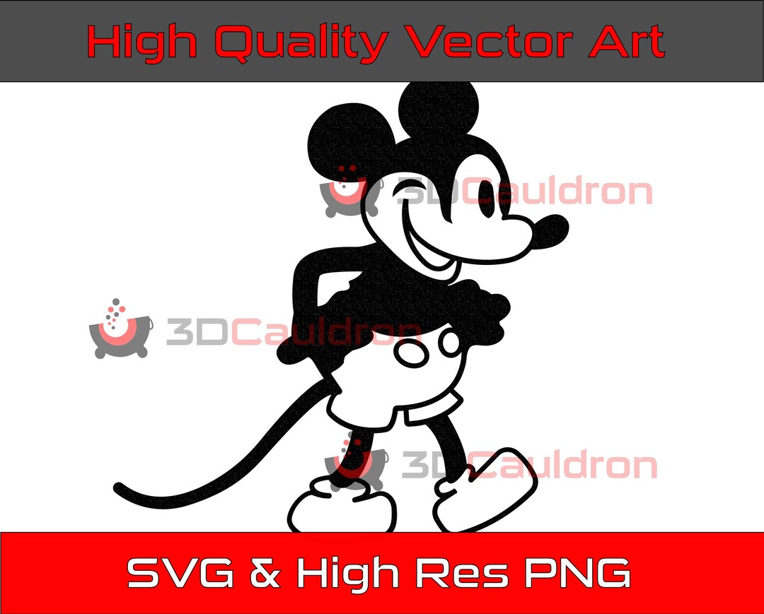 Steamboat Willie Silhouette SVG PNG Mickey Public Domain Mouse Vector ...