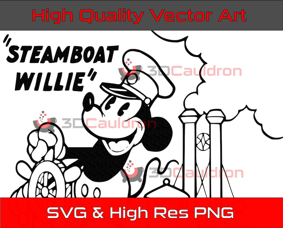 Steamboat Willie Poster Silhouette SVG PNG Mickey Public Domain Mouse ...