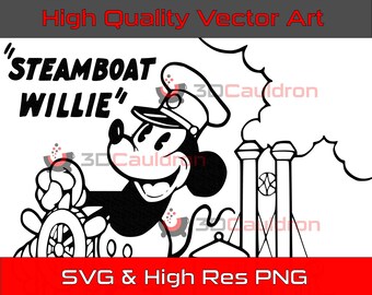 Handdrawn Steamboat Willie PNG Bundle, Nostalgic Cut File ...